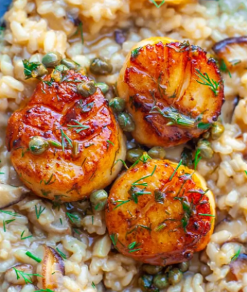 PAN SEARED SCALLOPS WITH MUSHROOM RISOTTO | Aquaculture Association of ...